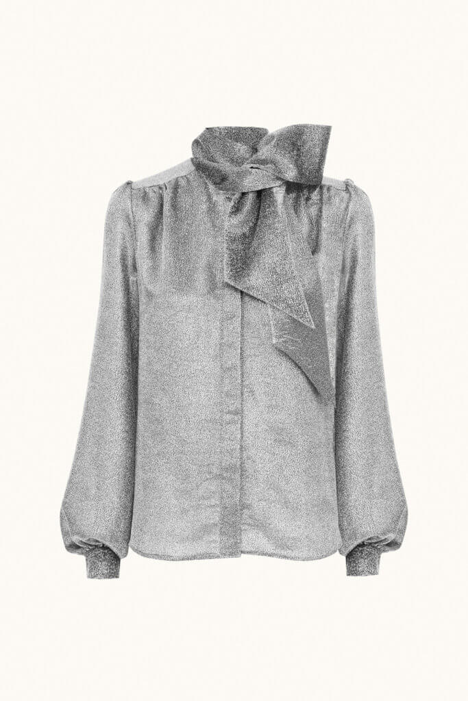 Silk blouse in metallic silver - EPUZER.COM